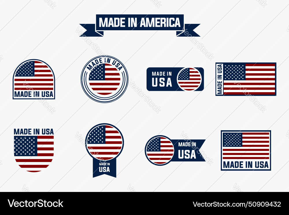 Made in usa label signs collection Royalty Free Vector Image