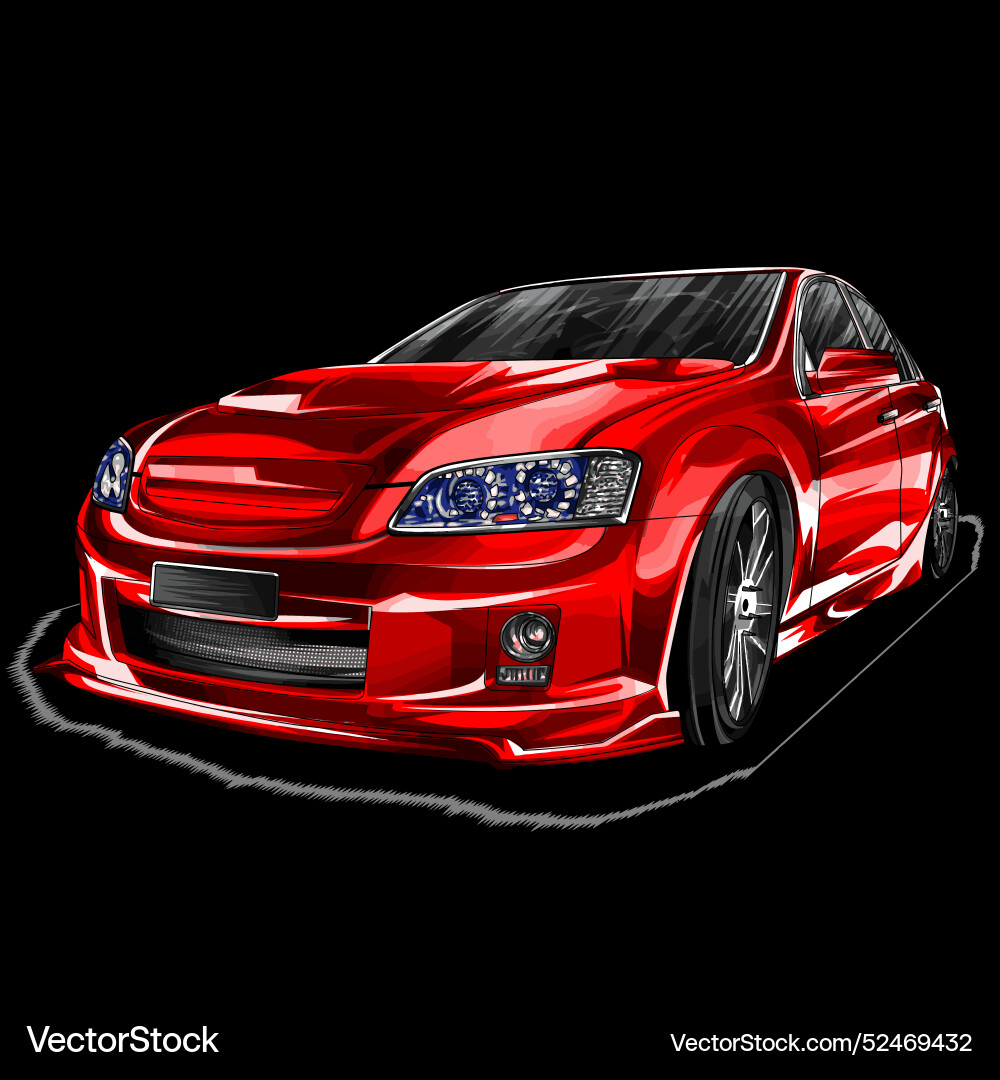 Red drag racing car with black strip Royalty Free Vector