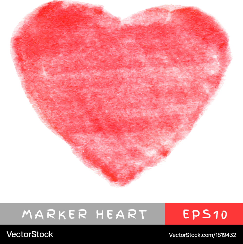 Red felt pen heart Royalty Free Vector Image - VectorStock