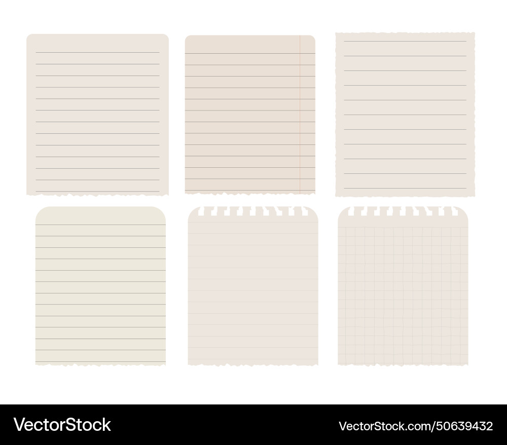 Scrapbook papers blank notepad pages Royalty Free Vector