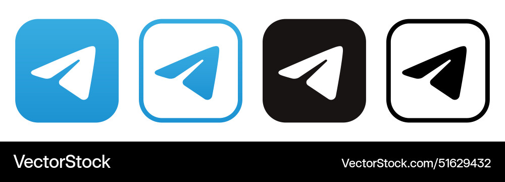 Set of telegram mobile app icons isolated Vector Image