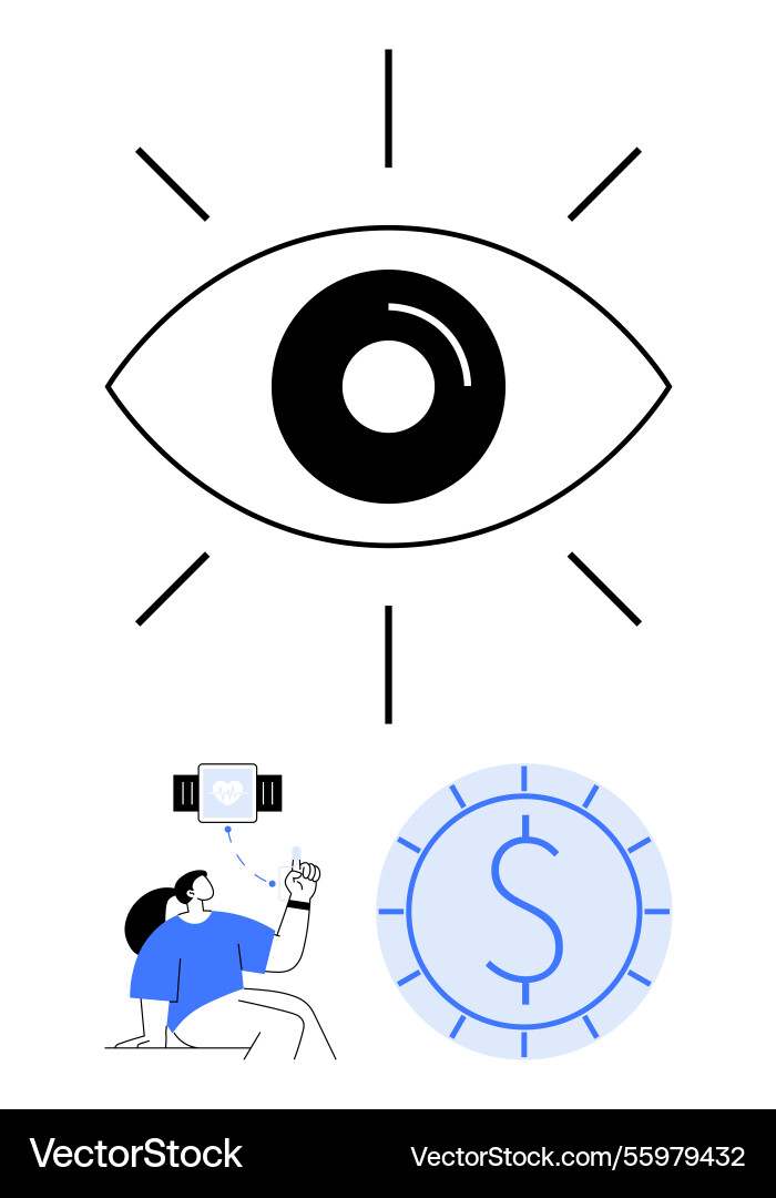 Vision and innovation concept with giant eye Vector Image