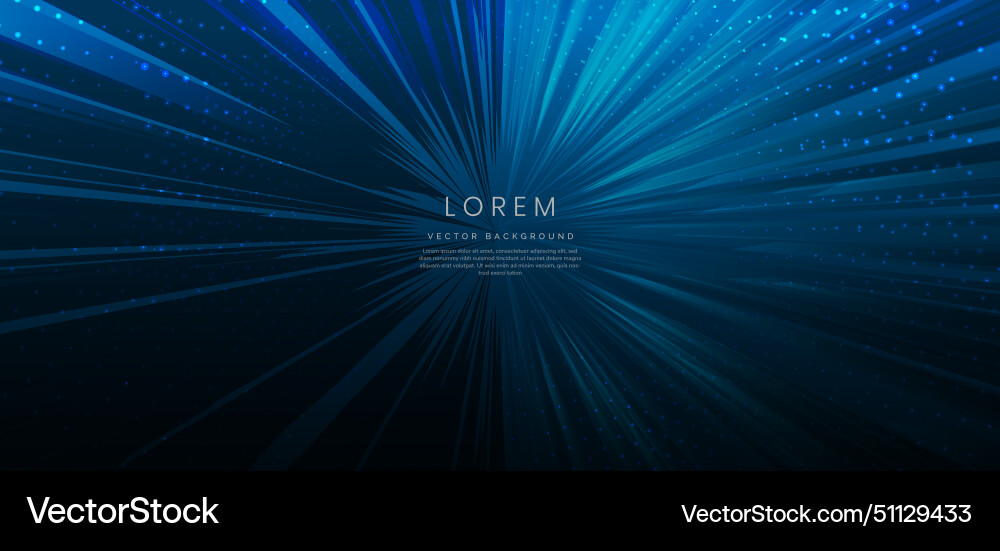 Abstract blue zoom lines speed design on dark Vector Image