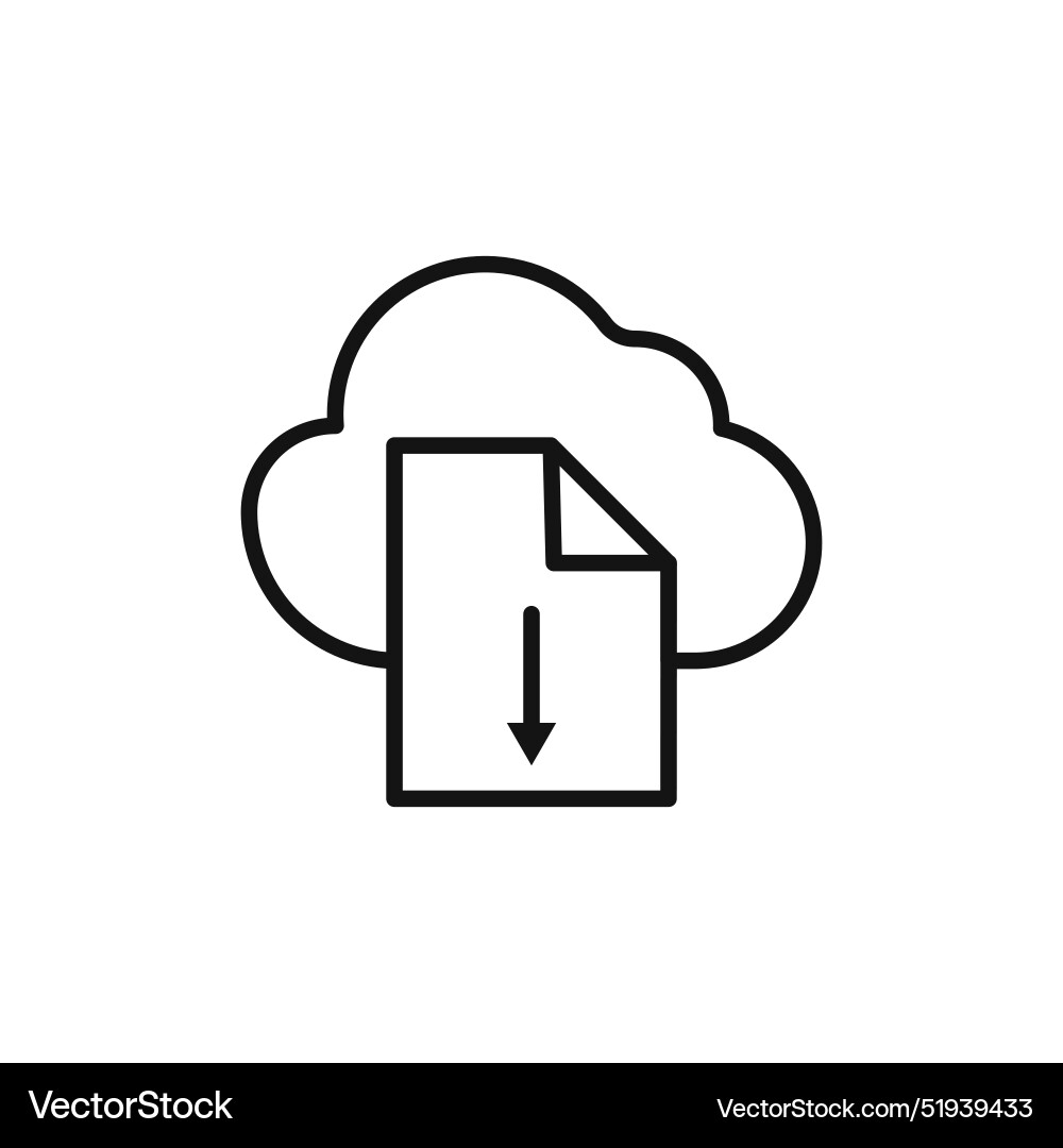Cloud download file icon logo sign outline Vector Image
