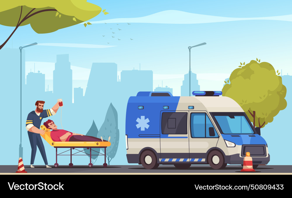Emergency cartoon poster Royalty Free Vector Image