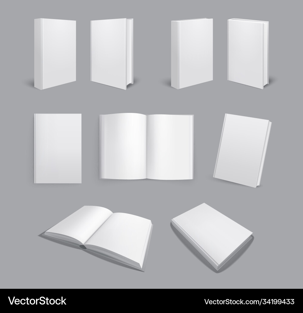 Realistic book mockups set Royalty Free Vector Image