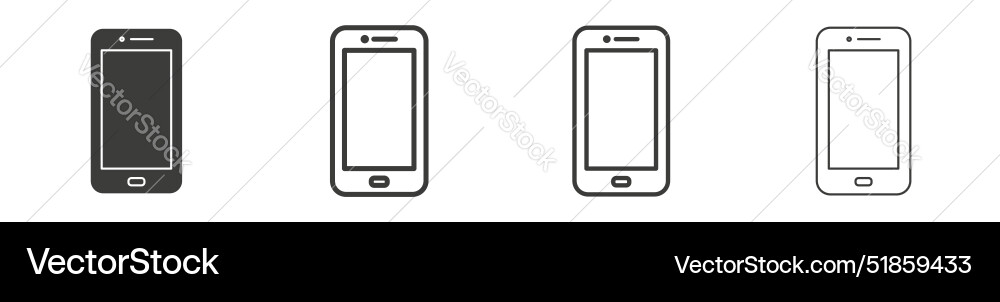 Smartphone line icon set cell phone in black Vector Image