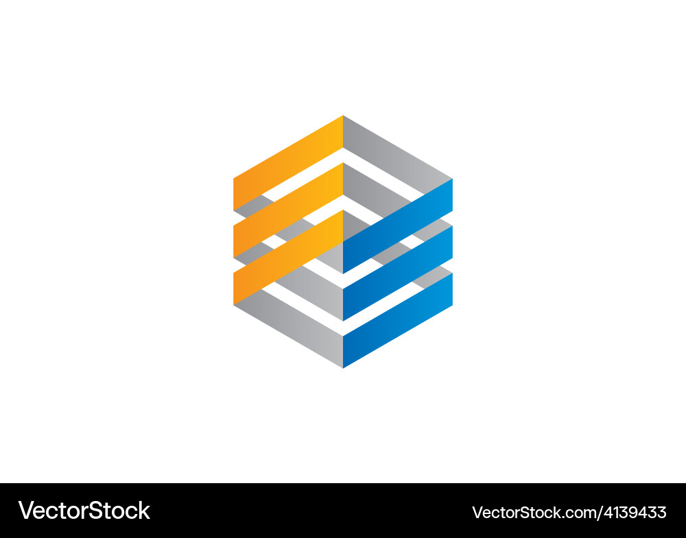 Square line construction abstract logo Royalty Free Vector