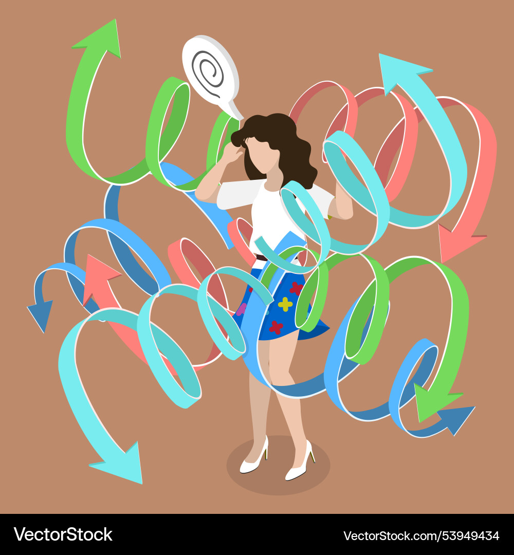 3d isometric flat of adhd Royalty Free Vector Image