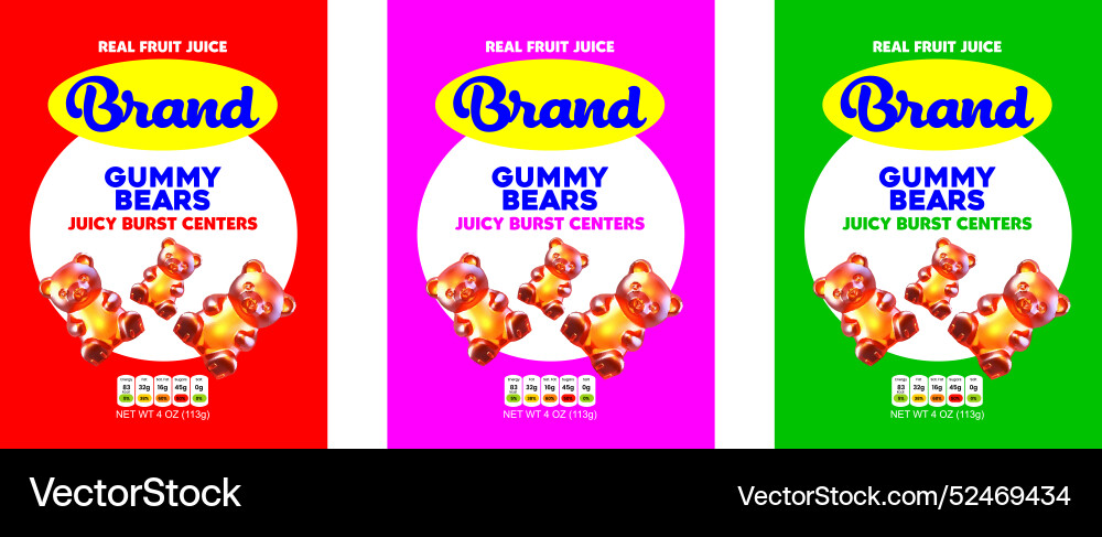 Brand gummy bears - brown sweetness Royalty Free Vector