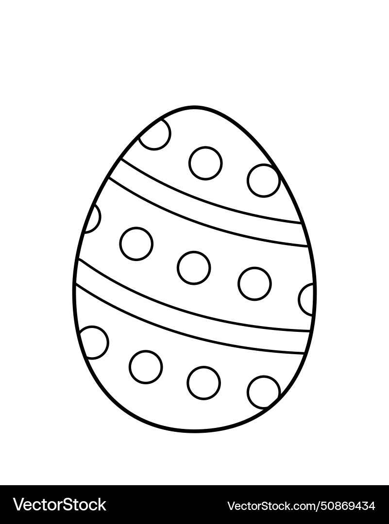 Coloring page easter egg with stripes and dots Vector Image