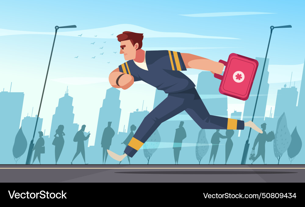 Emergency cartoon poster Royalty Free Vector Image