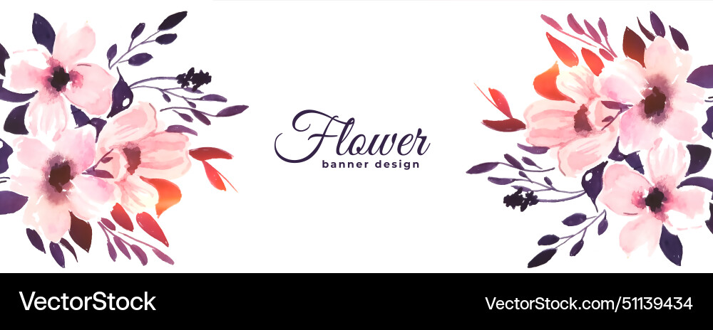 Hand painted artistic floral banner for wedding Vector Image