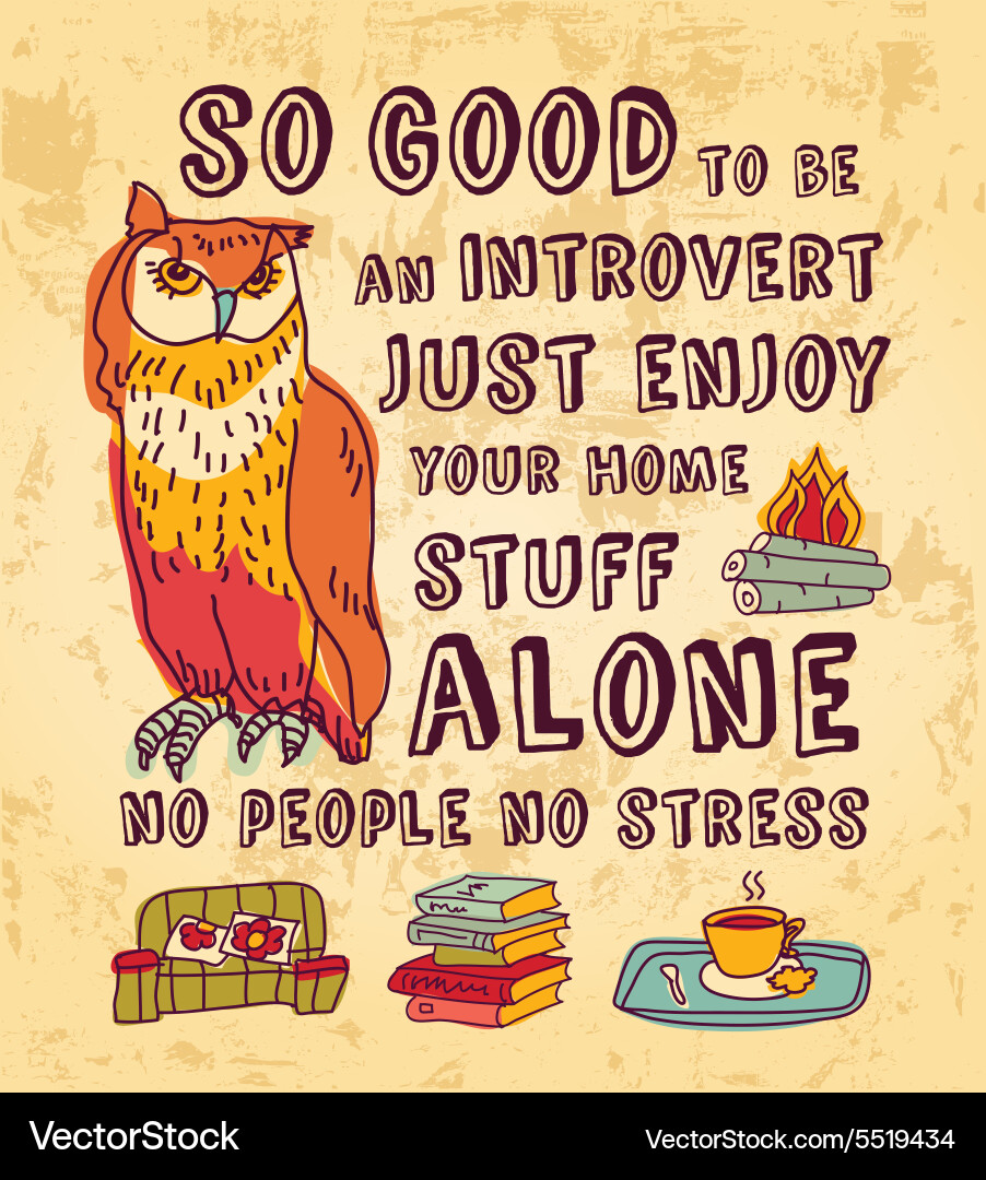 Happy introvert concept art color sign Royalty Free Vector