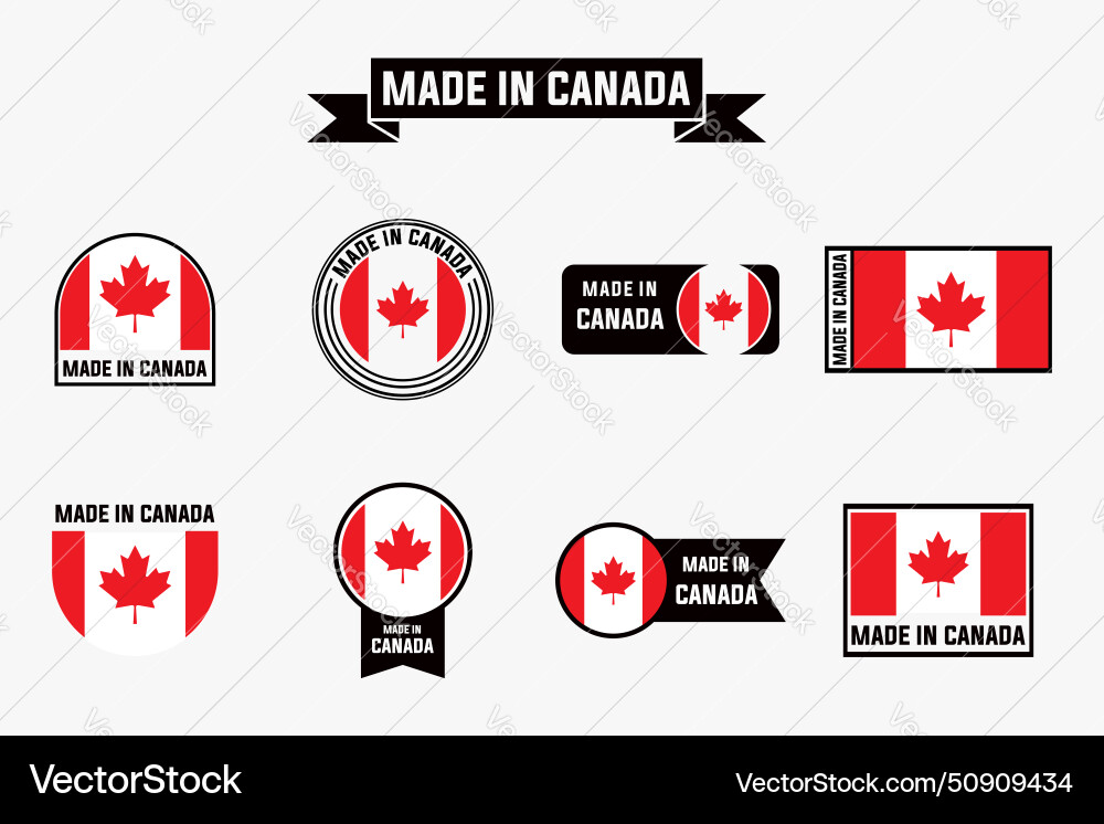 Made in canada label signs collection Royalty Free Vector