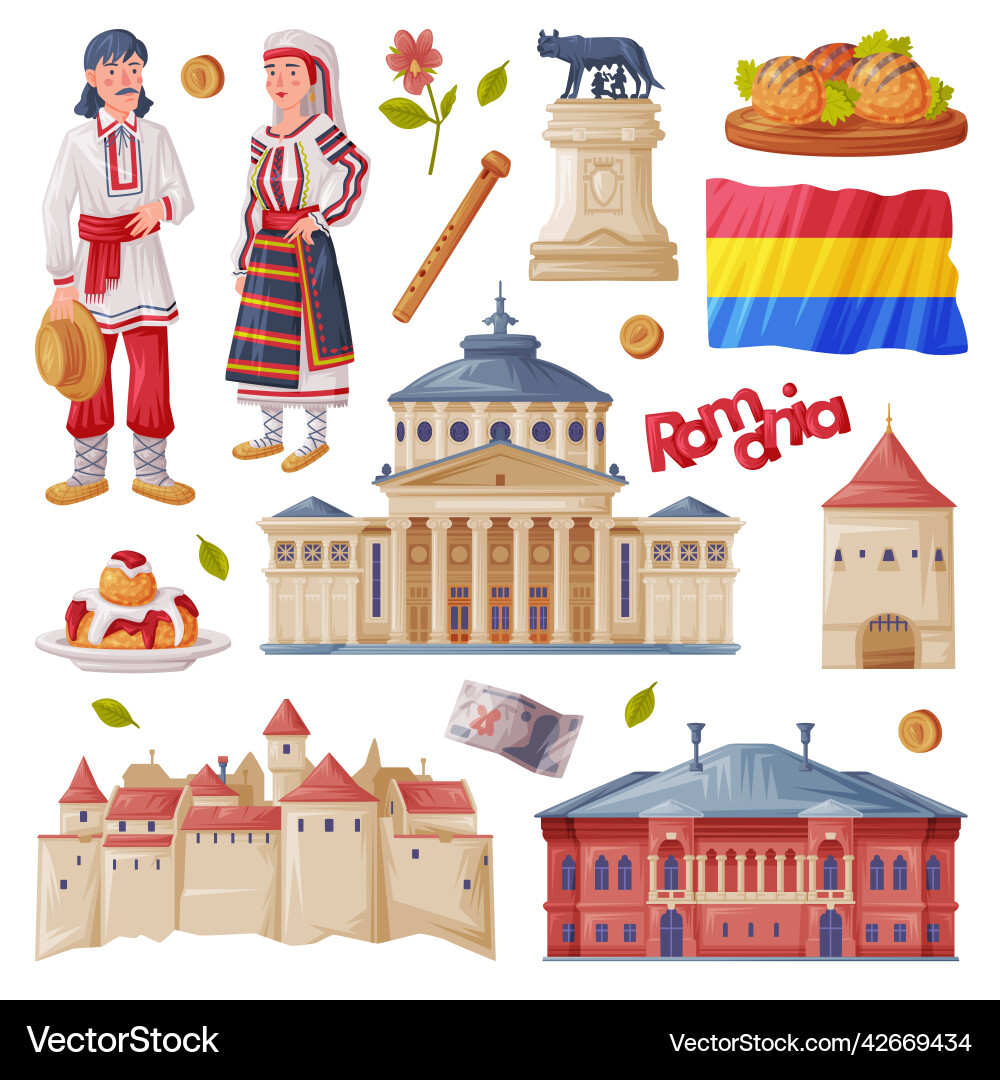 Romania traditional symbol and object Royalty Free Vector