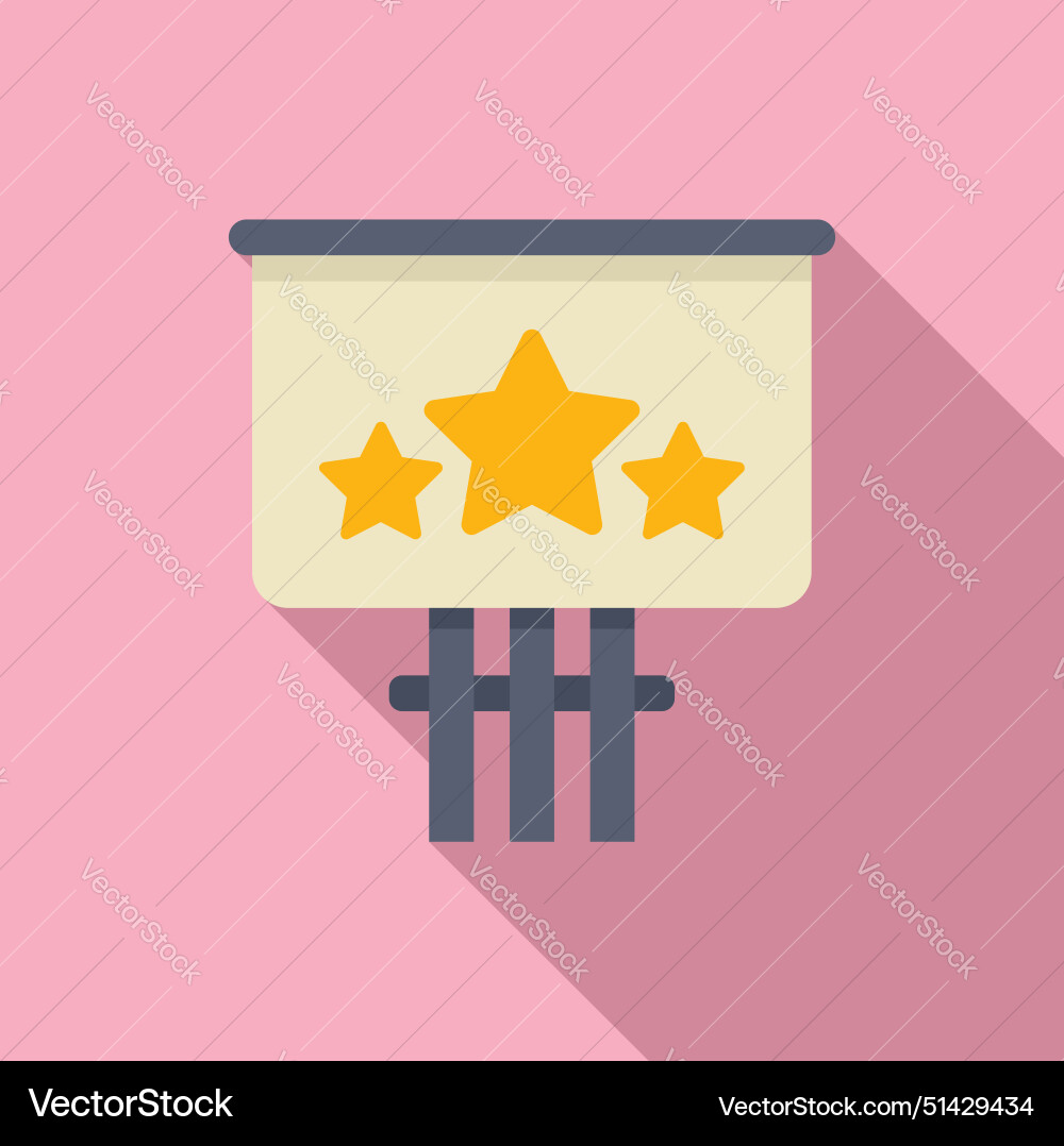 Three star rating sign on pink background Vector Image