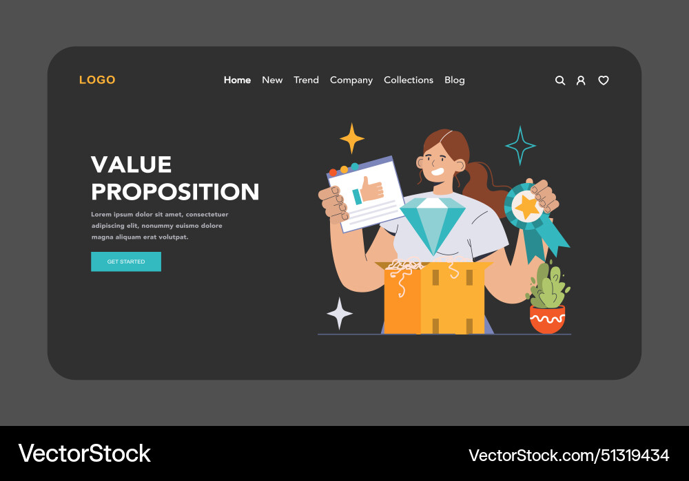 Value proposition dark or night mode web landing Vector Image
