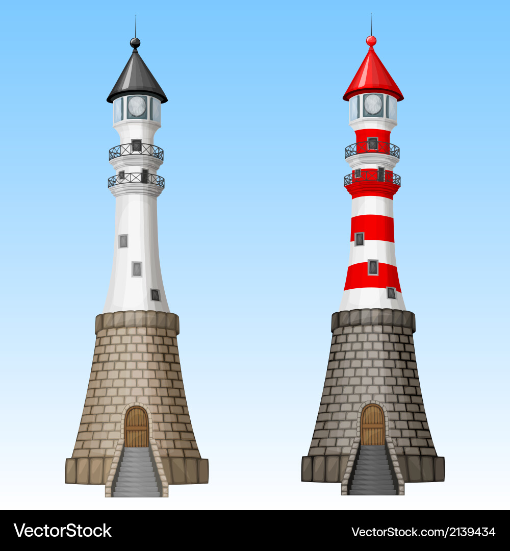 White and red lighthouses Royalty Free Vector Image