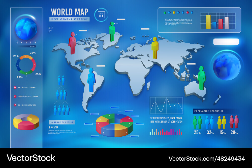 World map 3d globe template web infographic Vector Image