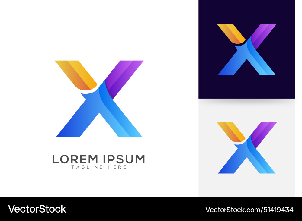 X letter logo design vibrant colors template Vector Image