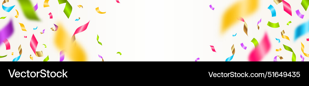 Banner with multicolored confetti and copy space Vector Image