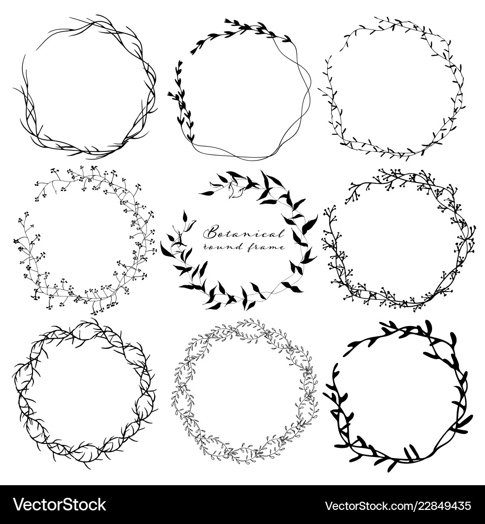 Botanical Floral Round Frames Royalty Free Vector Image