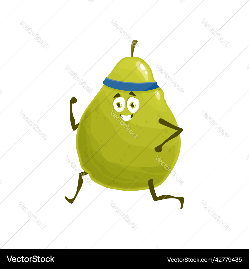 Cartoon running green pear character Royalty Free Vector