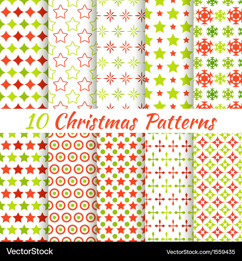 Christmas different seamless patterns tiling Vector Image