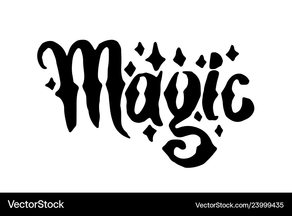 Hand drawn witch and magic word lettering Vector Image