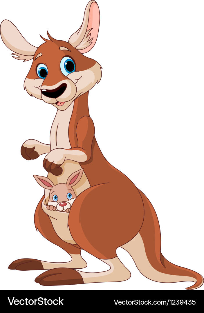 Kangaroo mom and baby Royalty Free Vector Image