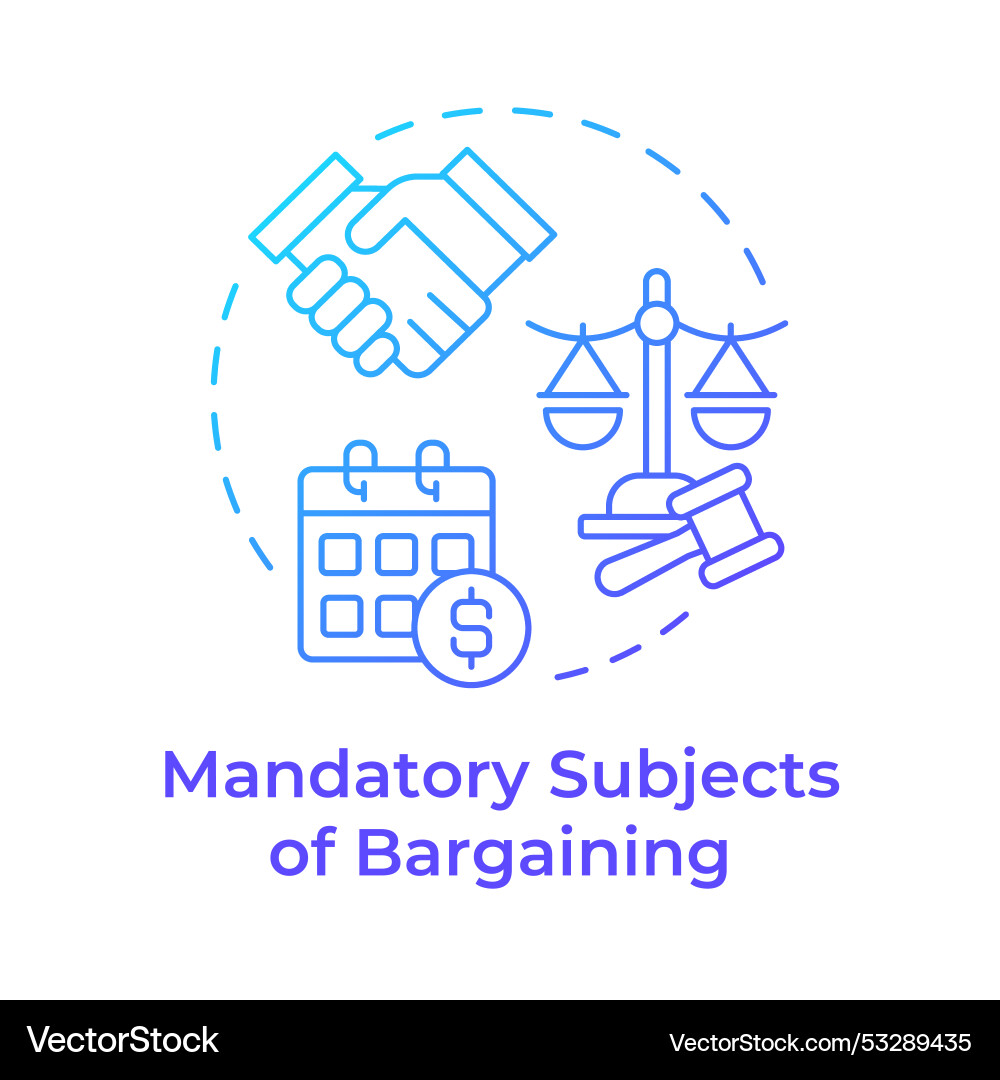 Mandatory subjects of bargaining blue gradient Vector Image