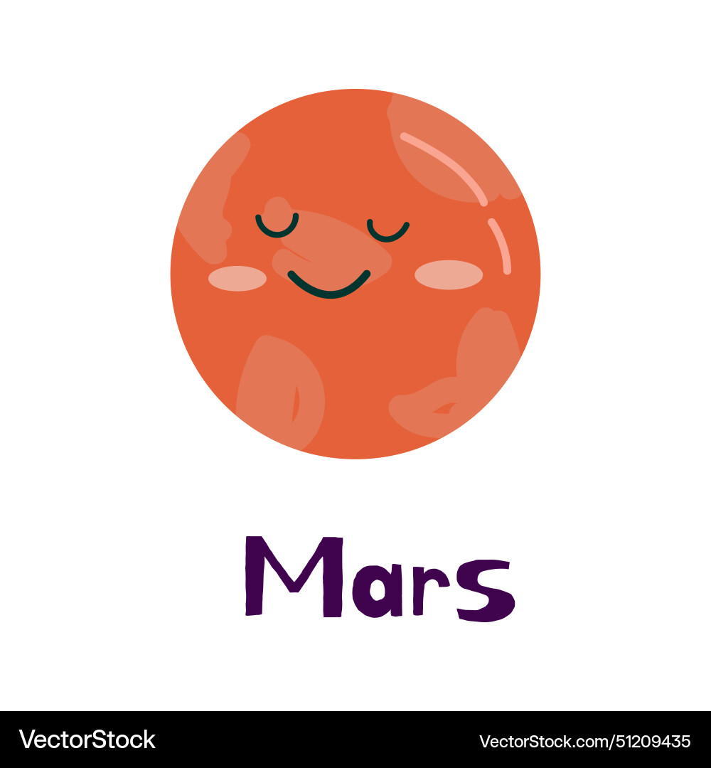 Mars cartoon cute character with quote Royalty Free Vector