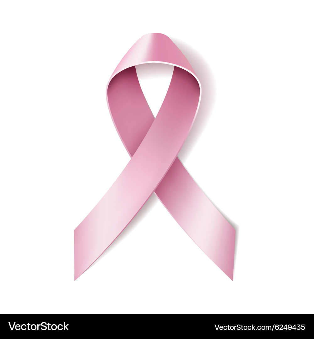 Realistic pink ribbon isolated on white Royalty Free Vector