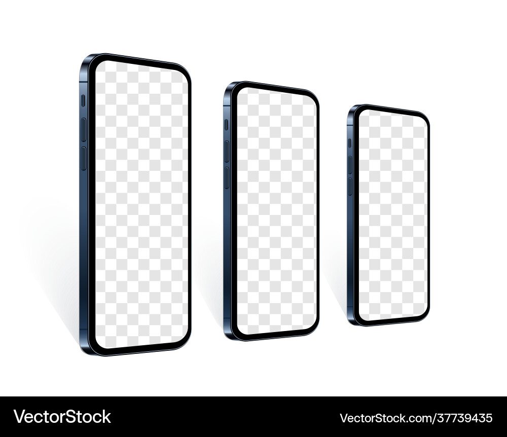 Realistic smartphones in row perspective view Vector Image