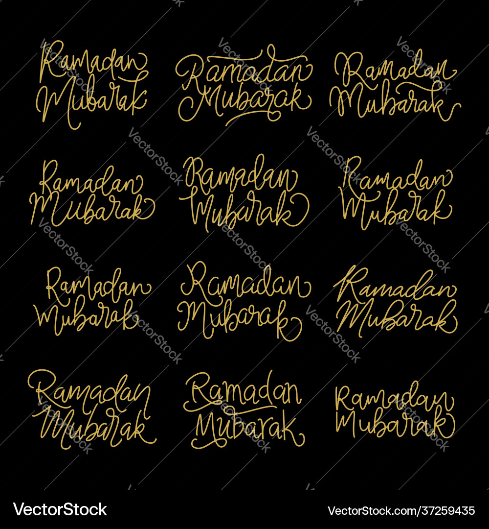 Set handwritten calligraphic inscriptions ramadan Vector Image