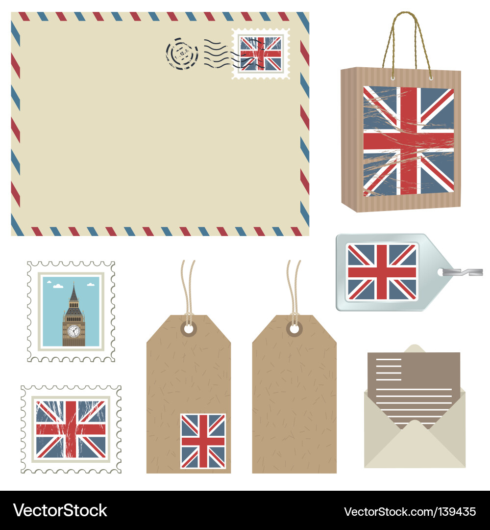 United Kingdom Postage Stamps & Accessories Vector Image