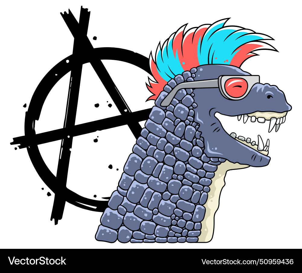 Cartoon dinosaur in punk rock style Royalty Free Vector