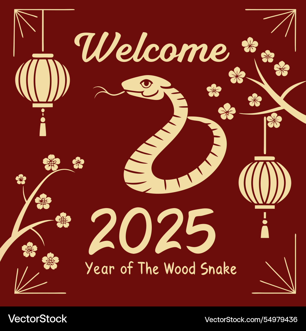Chinese new year zodiac sign of the snake Vector Image
