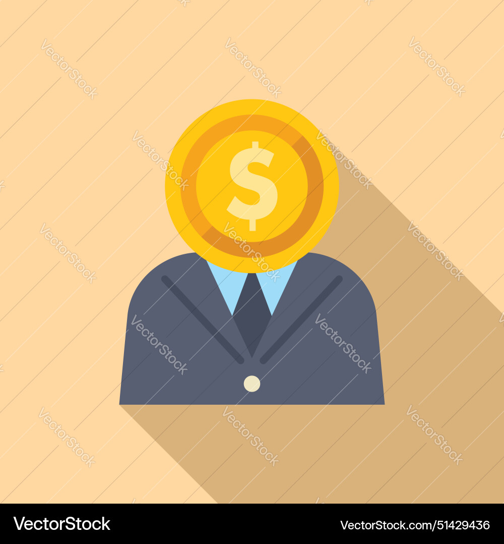 Coin head businessman concept Royalty Free Vector Image