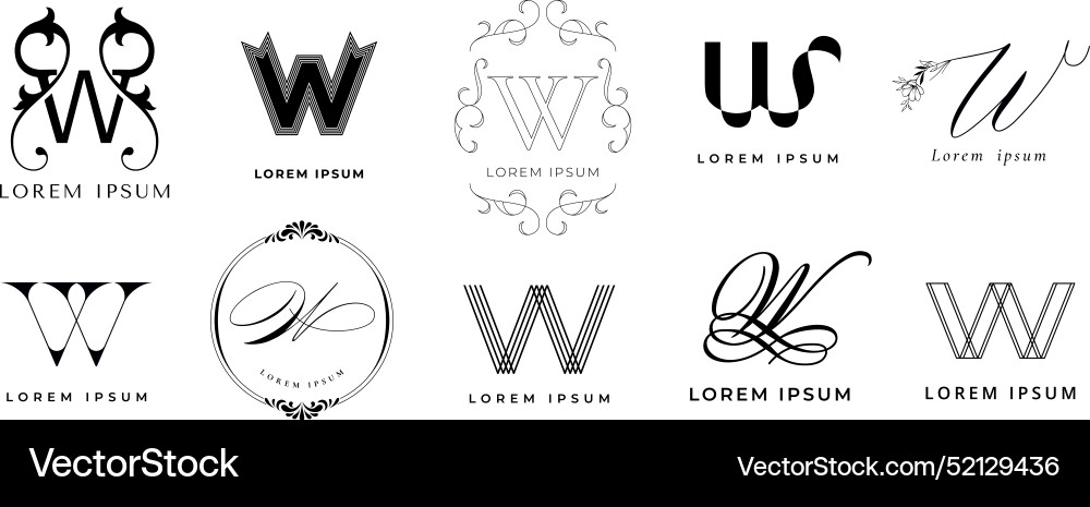 Creative w emblem letter monogram for wedding Vector Image