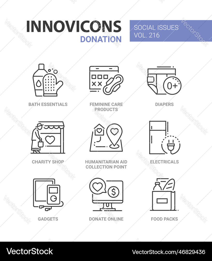 Donation and humanitarian aid - line design style Vector Image