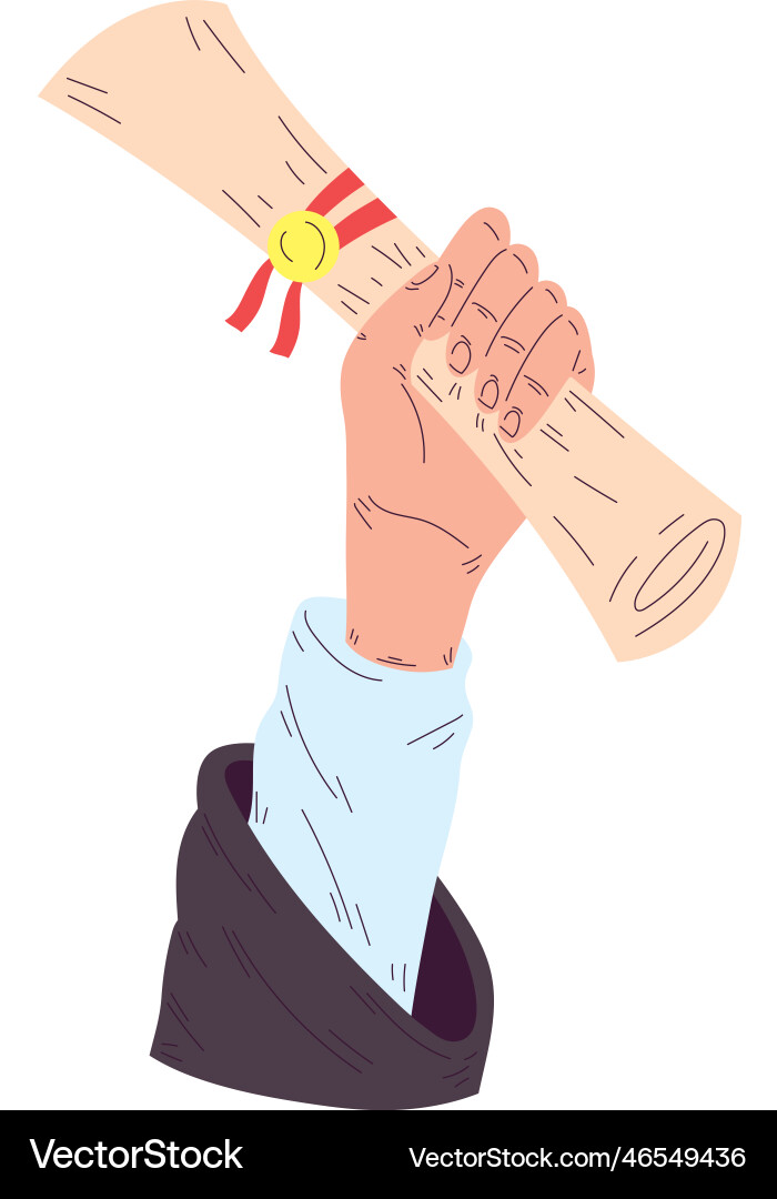 Hand holding a diploma Royalty Free Vector Image