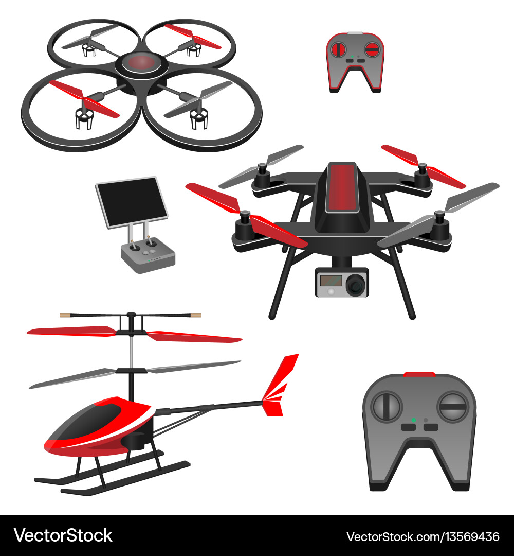 Helicopter and quadrocopter quadcopter Royalty Free Vector