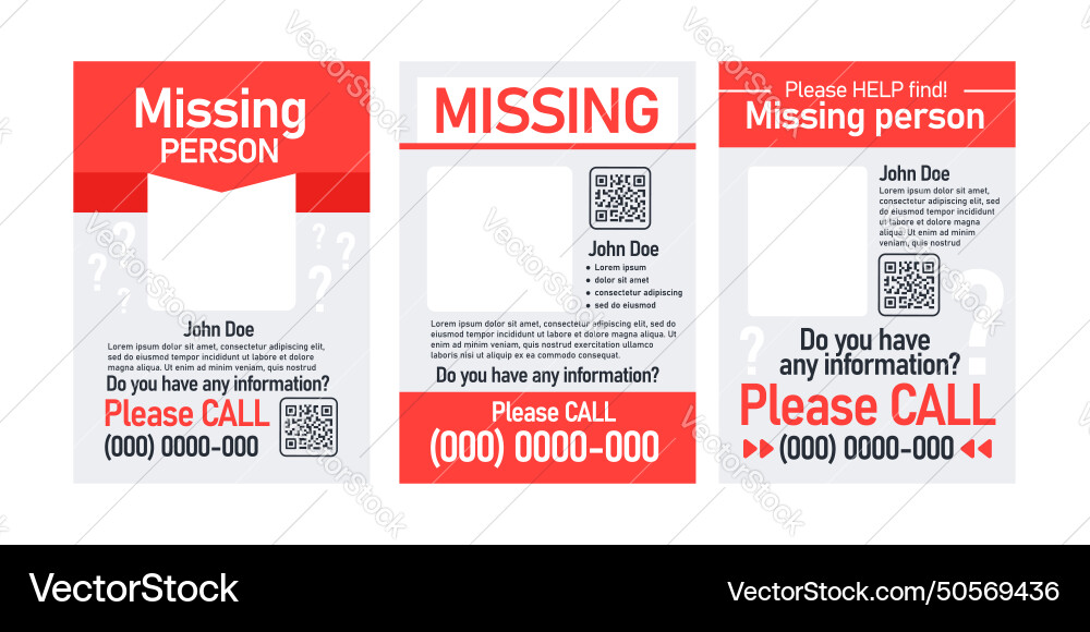Missing person poster template Royalty Free Vector Image
