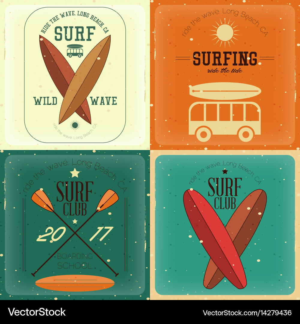 Retro surfing posters Royalty Free Vector Image