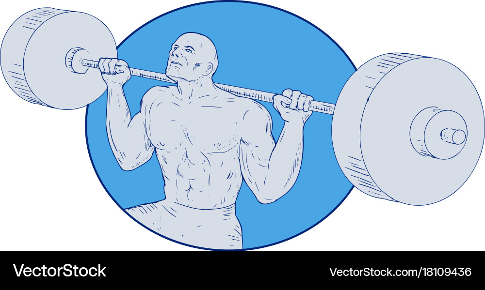 Strongman powerlifting barbell drawing Royalty Free Vector