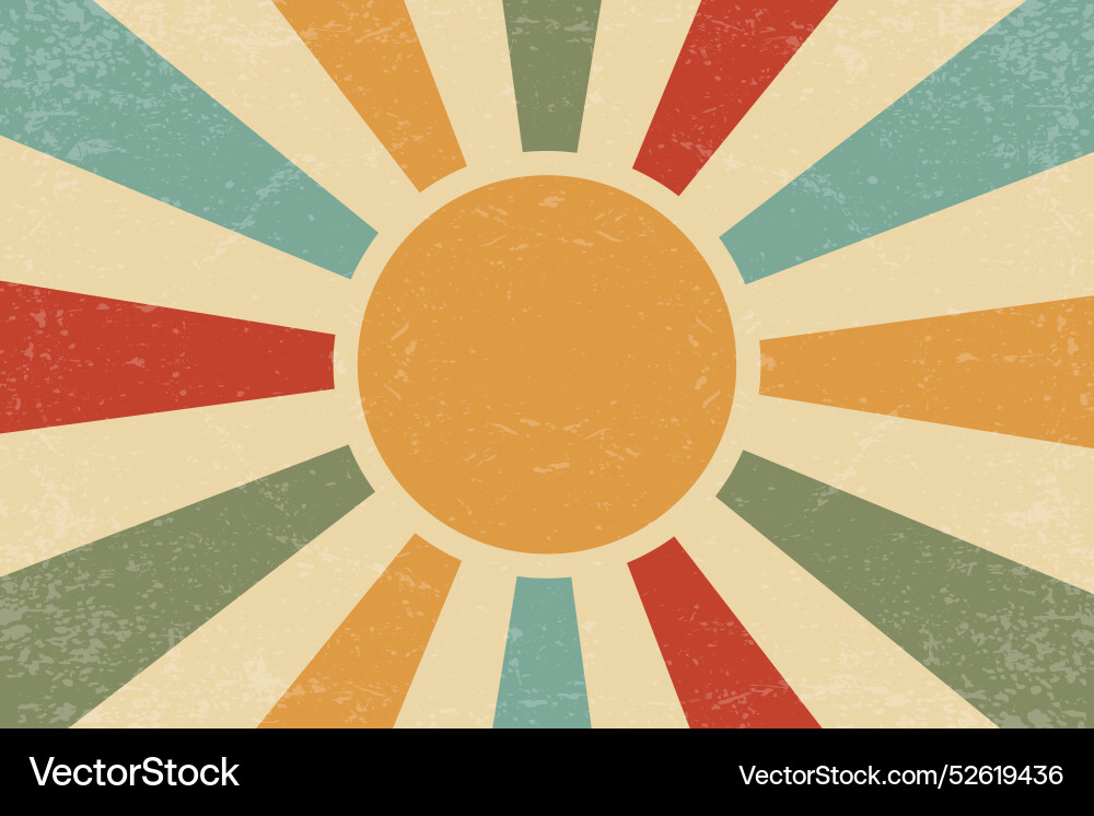 Sunny retro background with radial rays Royalty Free Vector