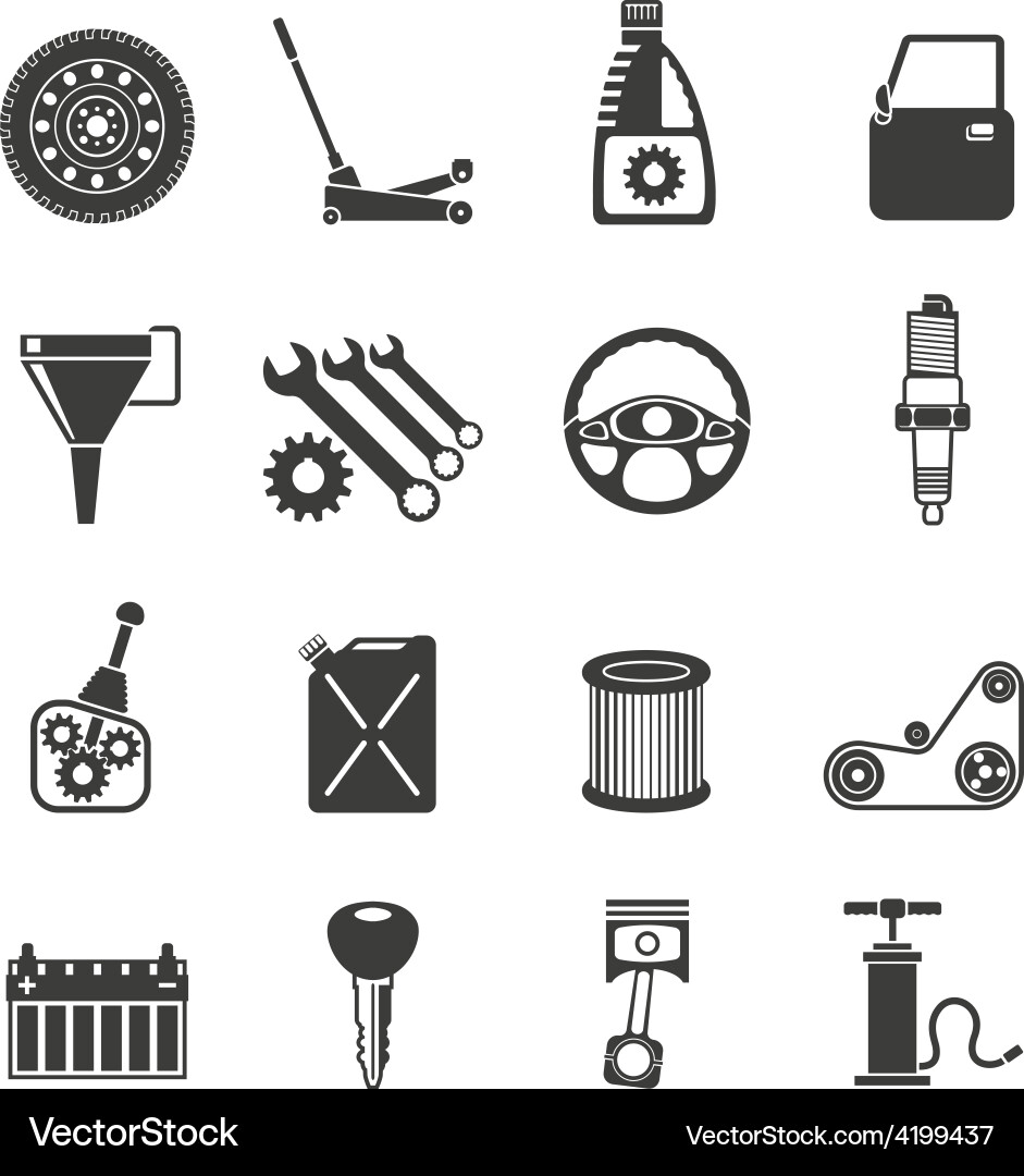 Auto service icons black Royalty Free Vector Image