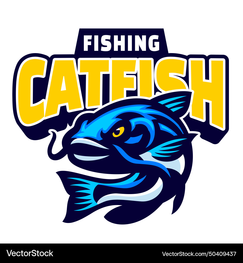 Cartoon catfish mascot logo design Royalty Free Vector Image